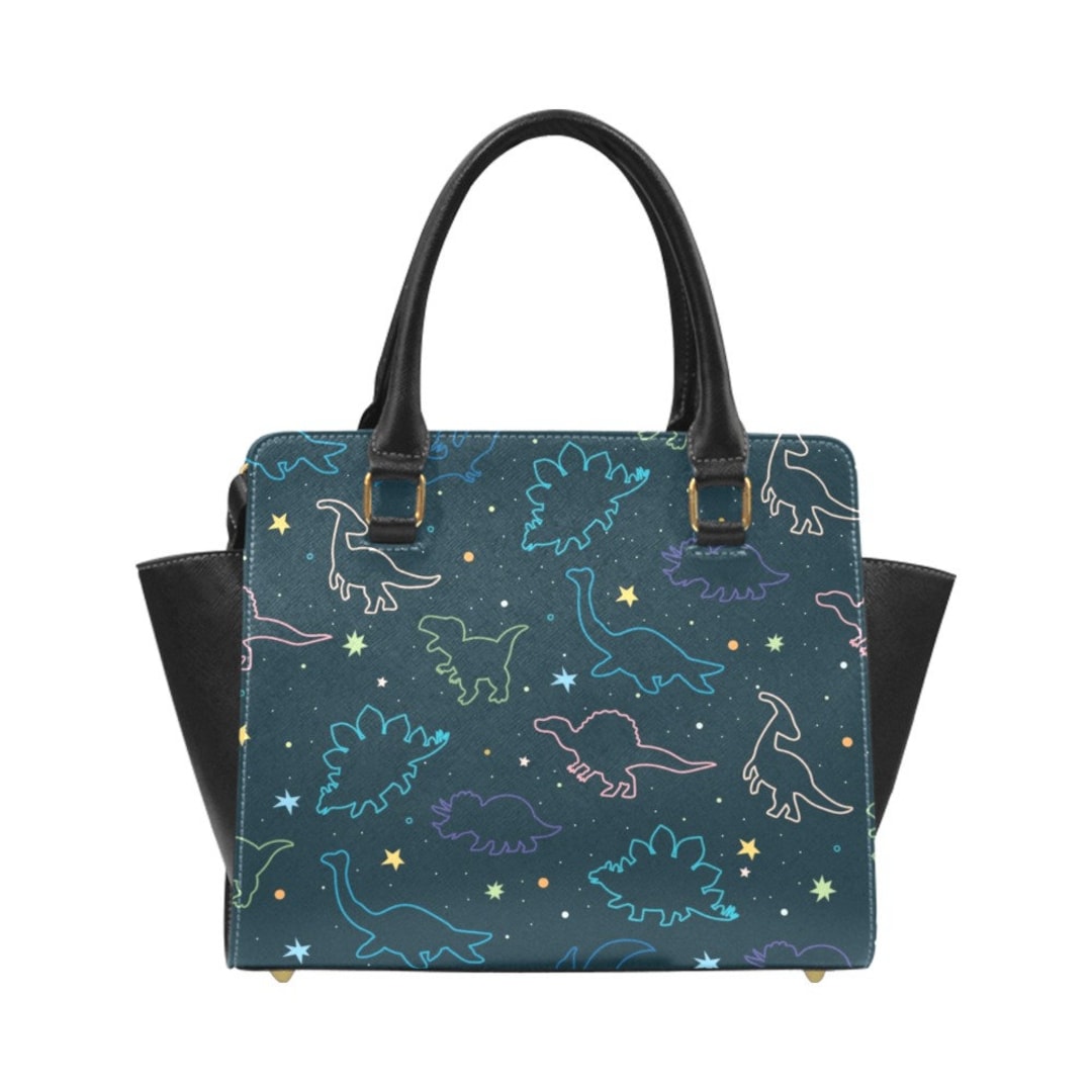 Dinosaur Purse Handbag, Cute Dino Animal Stars Space High Grade Vegan ...