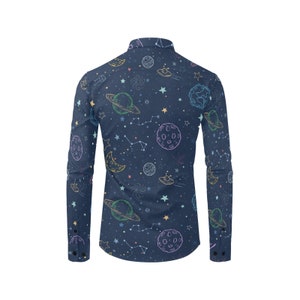 Planets Long Sleeve Men Button up Shirt, Space Stars Constellations ...