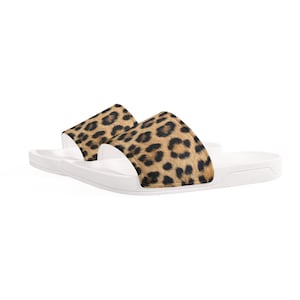Leopard Women Slide Sandals, Cheetah Animal Print Shoes Girls Flat ...