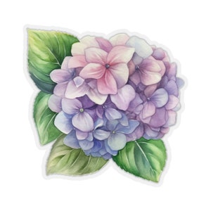 Hydrangea Flowers Sticker, Floral Nature Art Laptop Decal Vinyl Cute ...