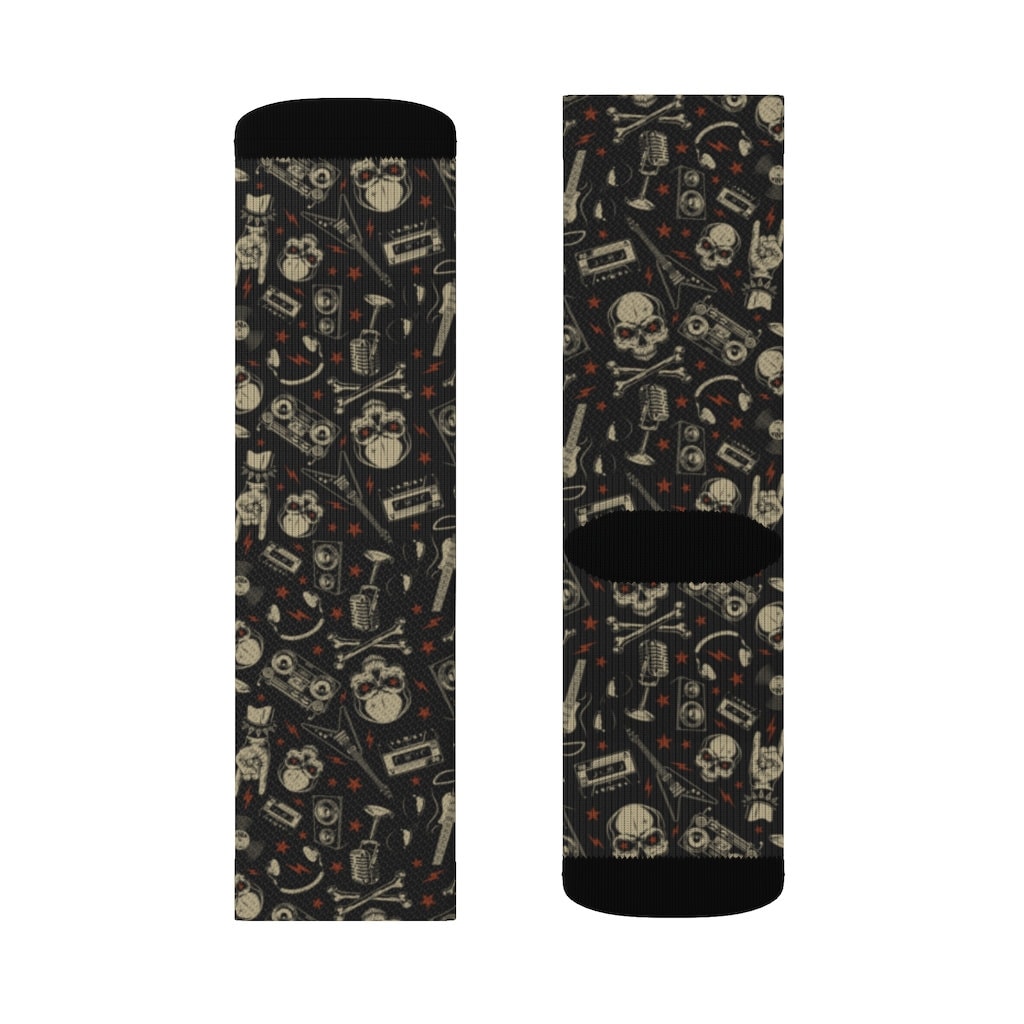 Heavy Metal Music Socks, Skull Classic Hard Rock Band 3D Sublimation ...