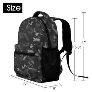 Black Camo Backpack, Camouflage Grey Gray Men Women Kids Gift School ...