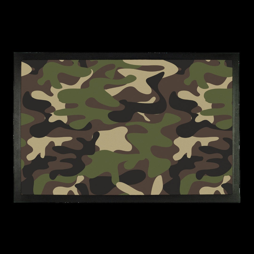 Green Army Camouflage Doormat, Full Color Print Camo Pattern ...