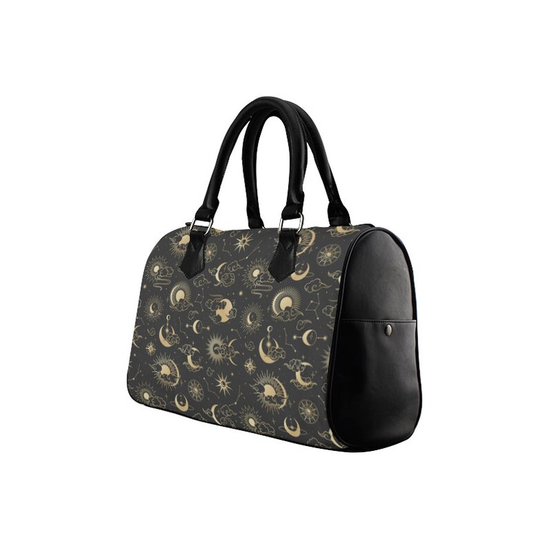 Sun Moon Purse, Celestial Stars Black Gold Art Print Shoulder Handbag ...