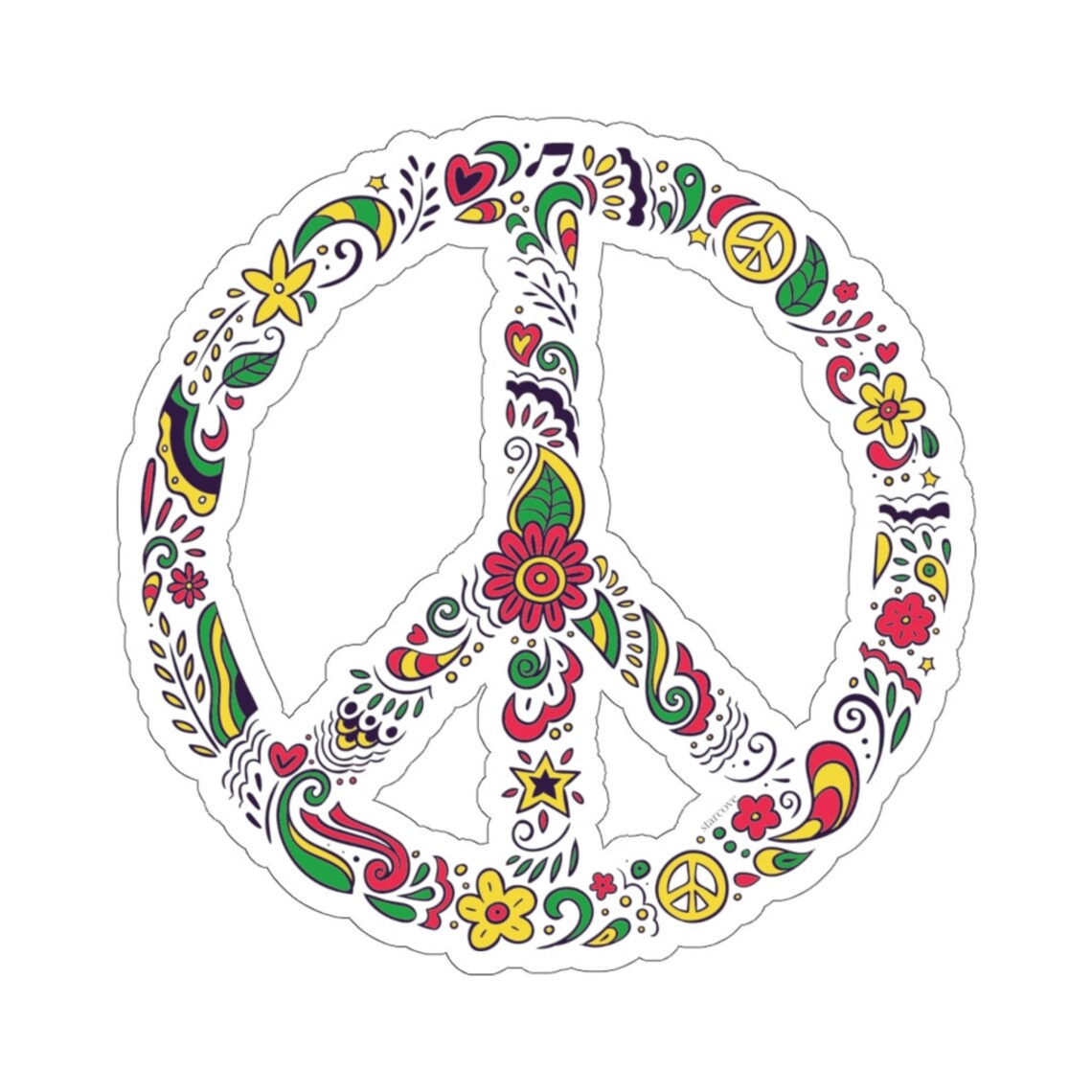 Flower Peace Sign Sticker, Floral Love Symbol Laptop Decal Vinyl Cute ...