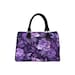 Dark Purple Floral Print Handbag Purse, Cute Flowers Art Top Zipper ...