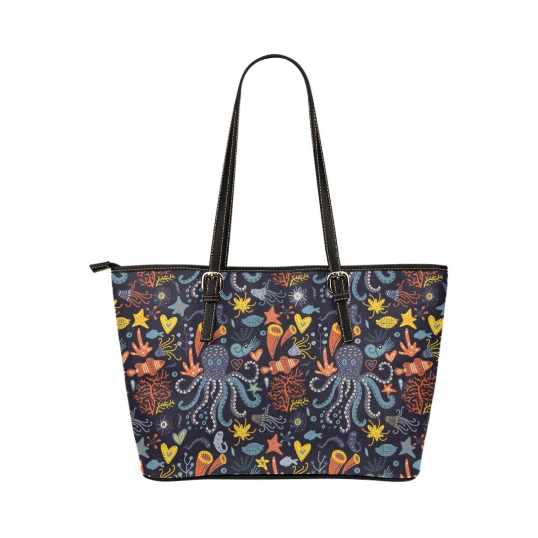Octopus Tote Bag Purse, Sea Ocean Marine Fish Print Handbag Women High ...