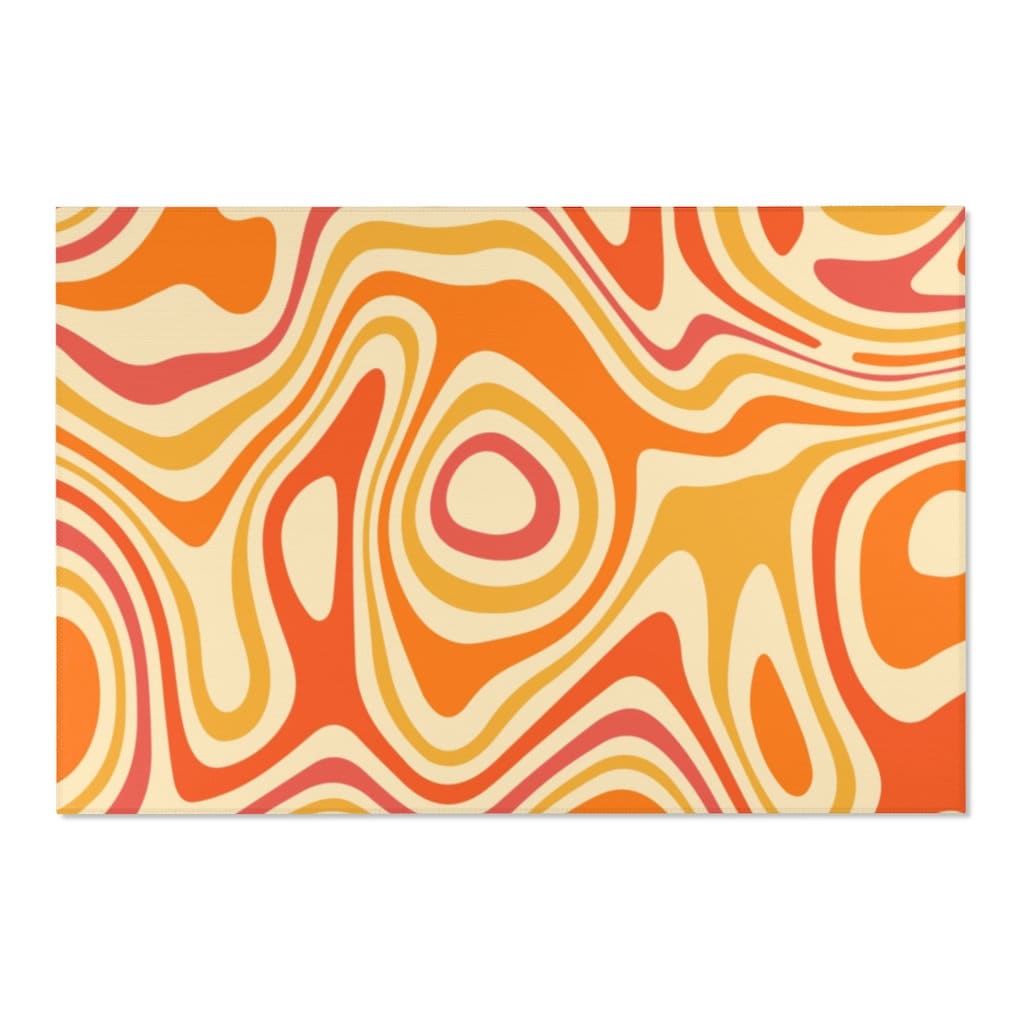 Groovy Area Rug Carpet Orange Retro Funky Trippy 70s Print | Etsy