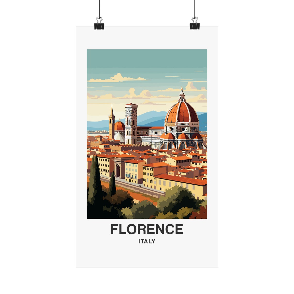 Florence Italy Poster Print, Firenze Duomo Cathedral Vintage Wall Image ...