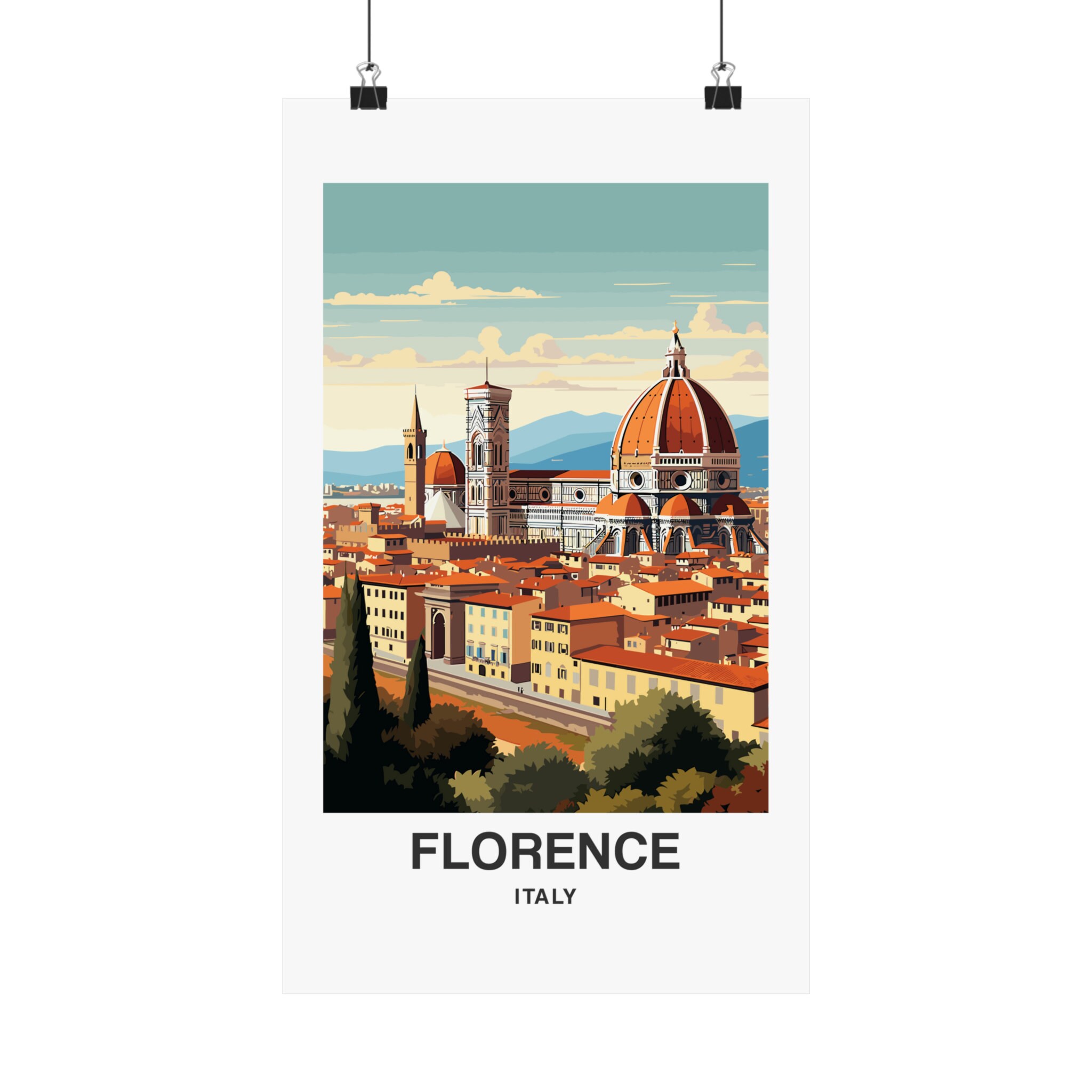 Florence Italy Poster Print, Firenze Duomo Cathedral Vintage Wall Image ...