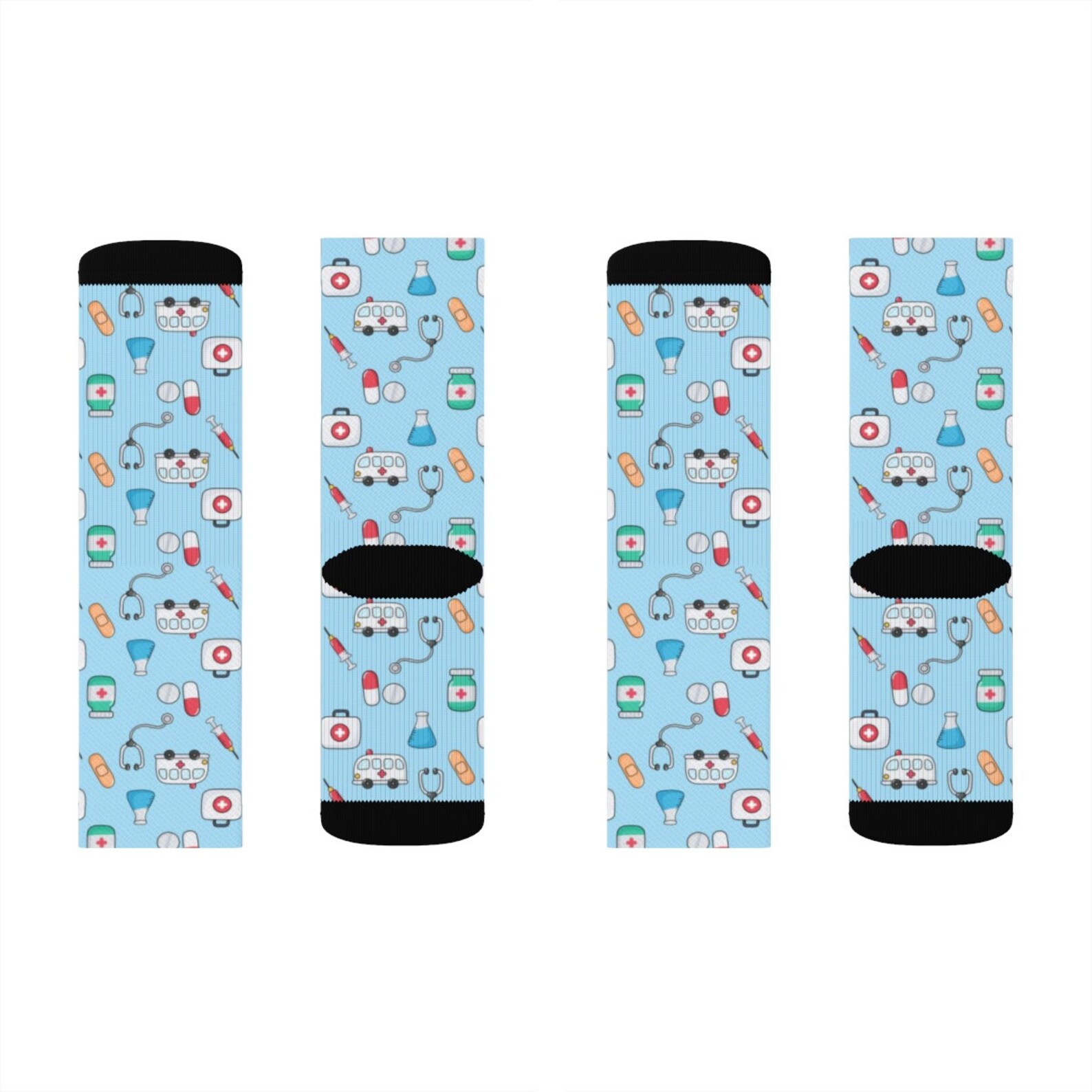 Medical Print Socks, 3D Sublimation Socks Doctor Nurse Pharmacy Pattern ...