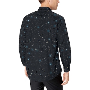Constellation Space Long Sleeve Men Button up Shirt, Universe Stars ...