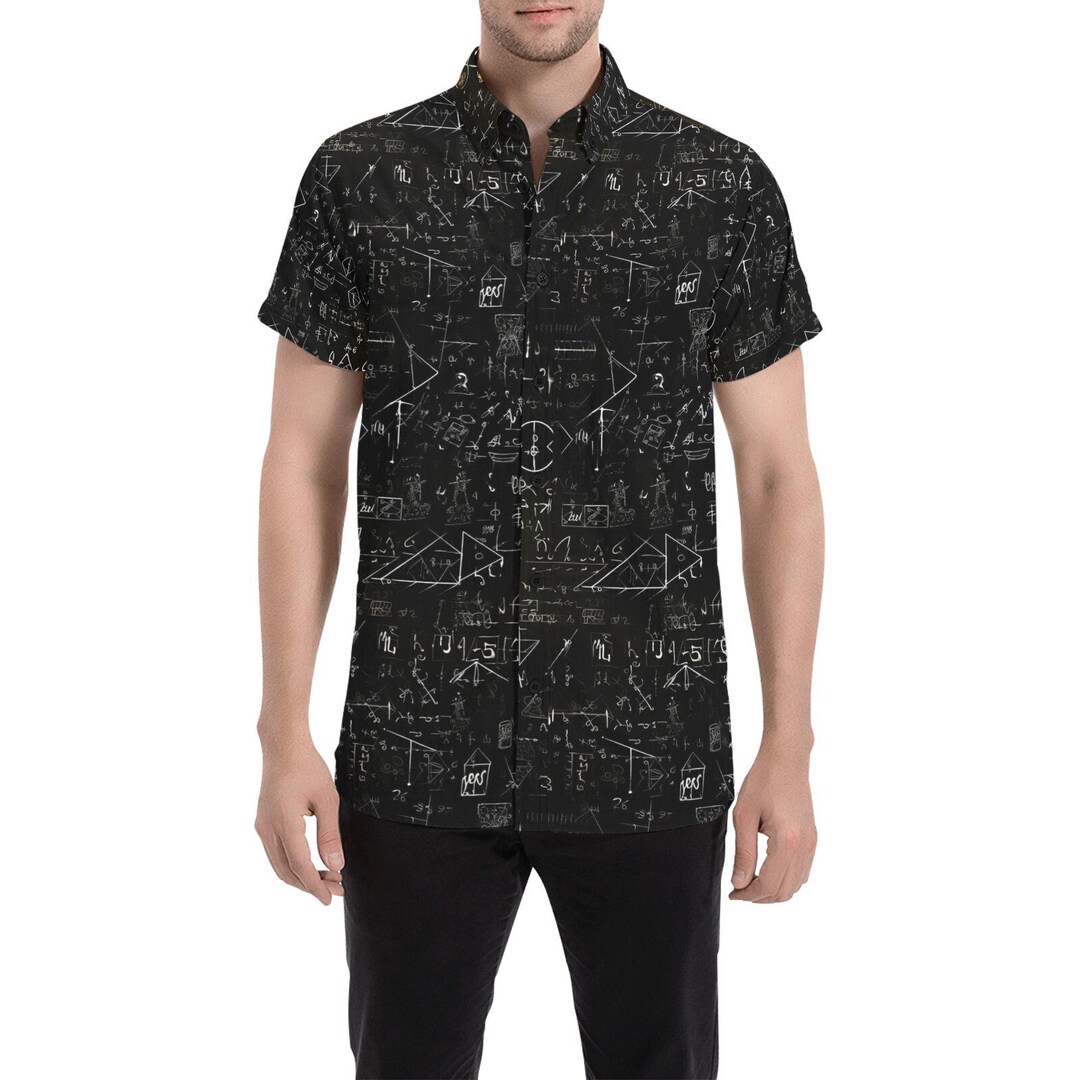 Math Science Short Sleeve Men Button Down Shirt, Geek Geometry ...