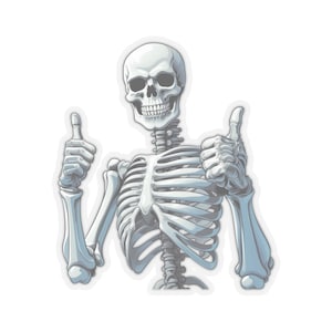 Skeleton Thumbs up Sticker Decal, Skull Art Vinyl Laptop Cute ...