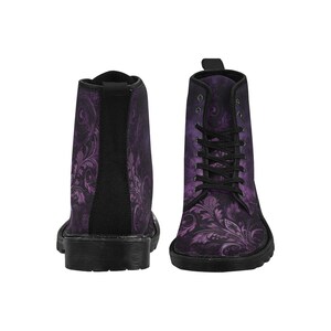 Purple Black Gothic Women's Combat Boots, Grunge Punk Dark Vegan Canvas ...