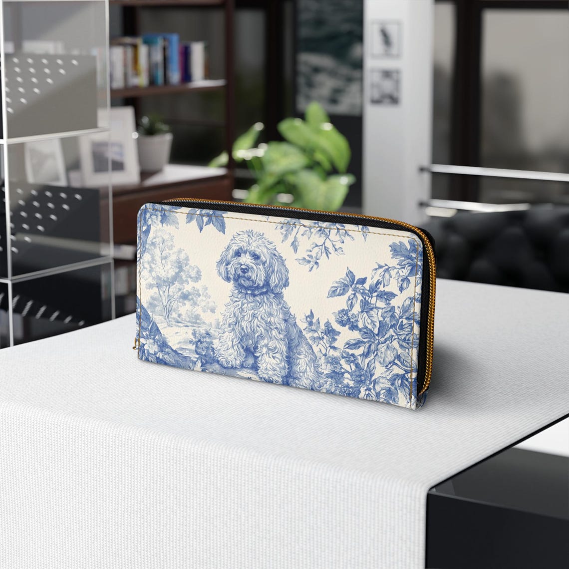 Dog Retro Leather Wallet Women, Toile De Jouy Vintage Poodle Doodle ...