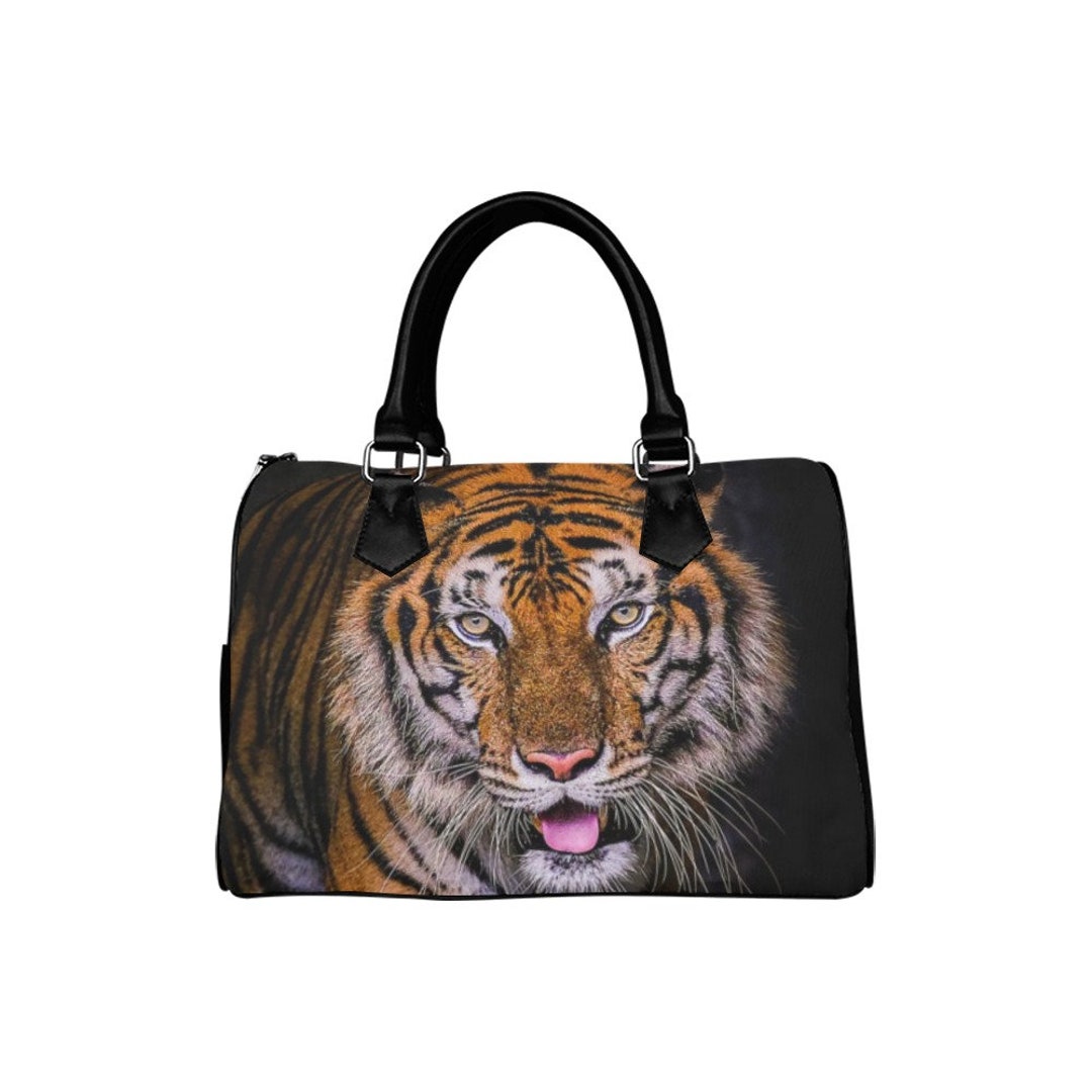 Bengal Tiger Top Handle Handbag, Animal Face Print Art Print Purse ...