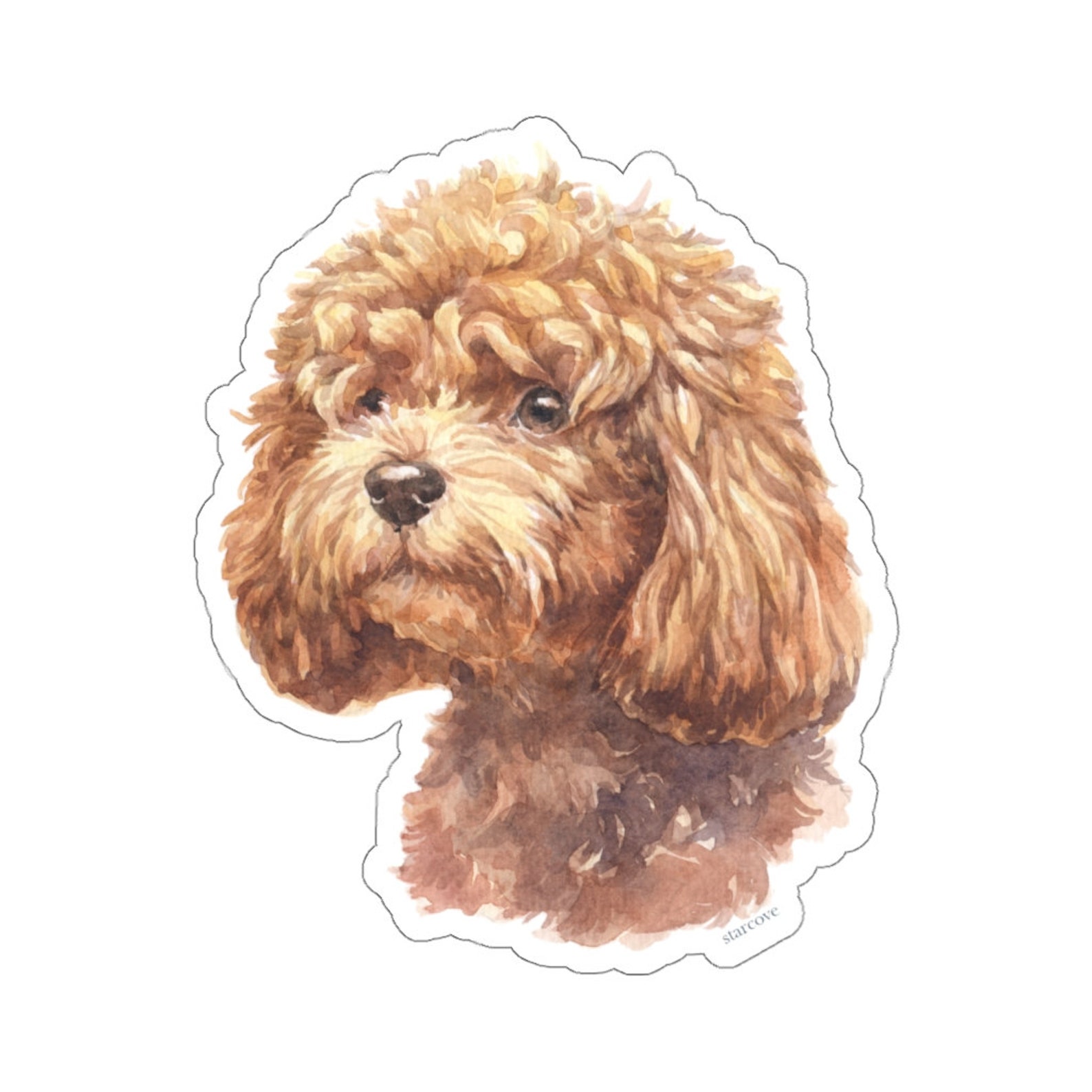 Poodle Dog Sticker, Watercolor Laptop Decal Vinyl Cute Waterbottle ...