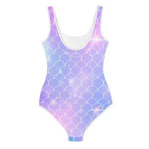 MERMAID Youth Girls Swimsuit, Purple Sparkle Printed Kids Young ...
