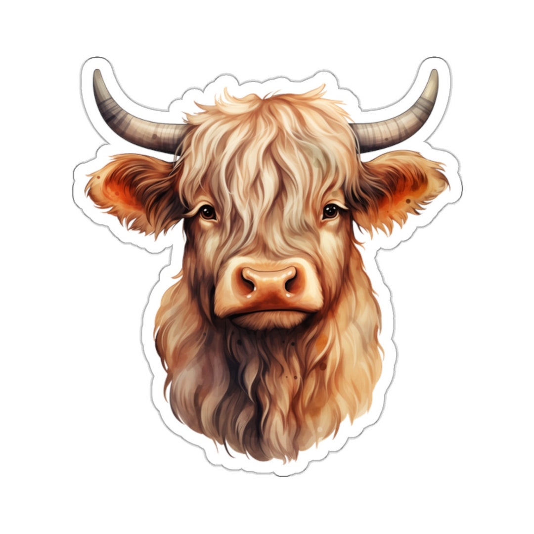 Highland Cow Sticker Decal, Western Animal Art Vinyl Laptop Cute ...