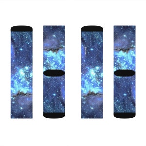Galaxy Space Socks, Celestial Stars Blue 3D Sublimation Socks Festival ...
