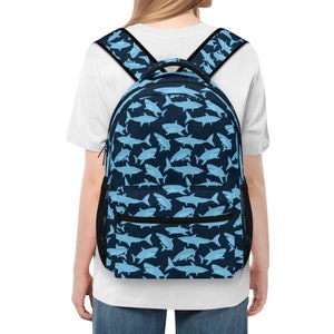 Shark Backpack, Blue Ocean Men Women Kids Gift Him Her School College ...