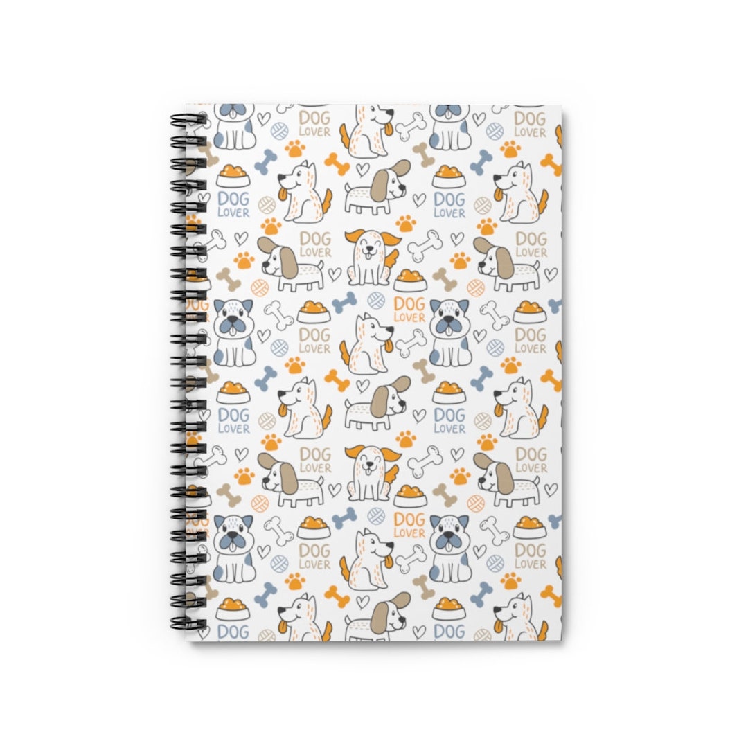 Dog Lover Journal Notebook, Cute Puppy Canine Bone Pattern Gifts Spiral ...