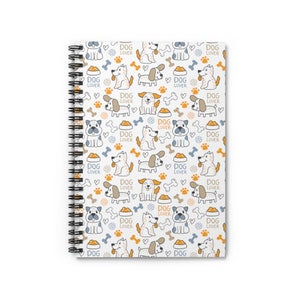 Dog Lover Journal Notebook, Cute Puppy Canine Bone Pattern Gifts Spiral ...