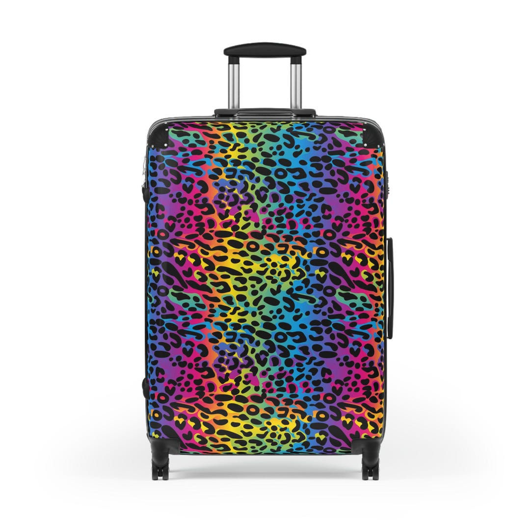 Rainbow Leopard Suitcase Luggage, Animal Print Carry on 4 Wheels Cabin ...