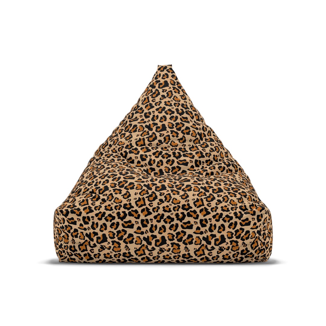 Leopard Print Bean Bag Chair Cover, Animal Cheetah Pattern Washable ...