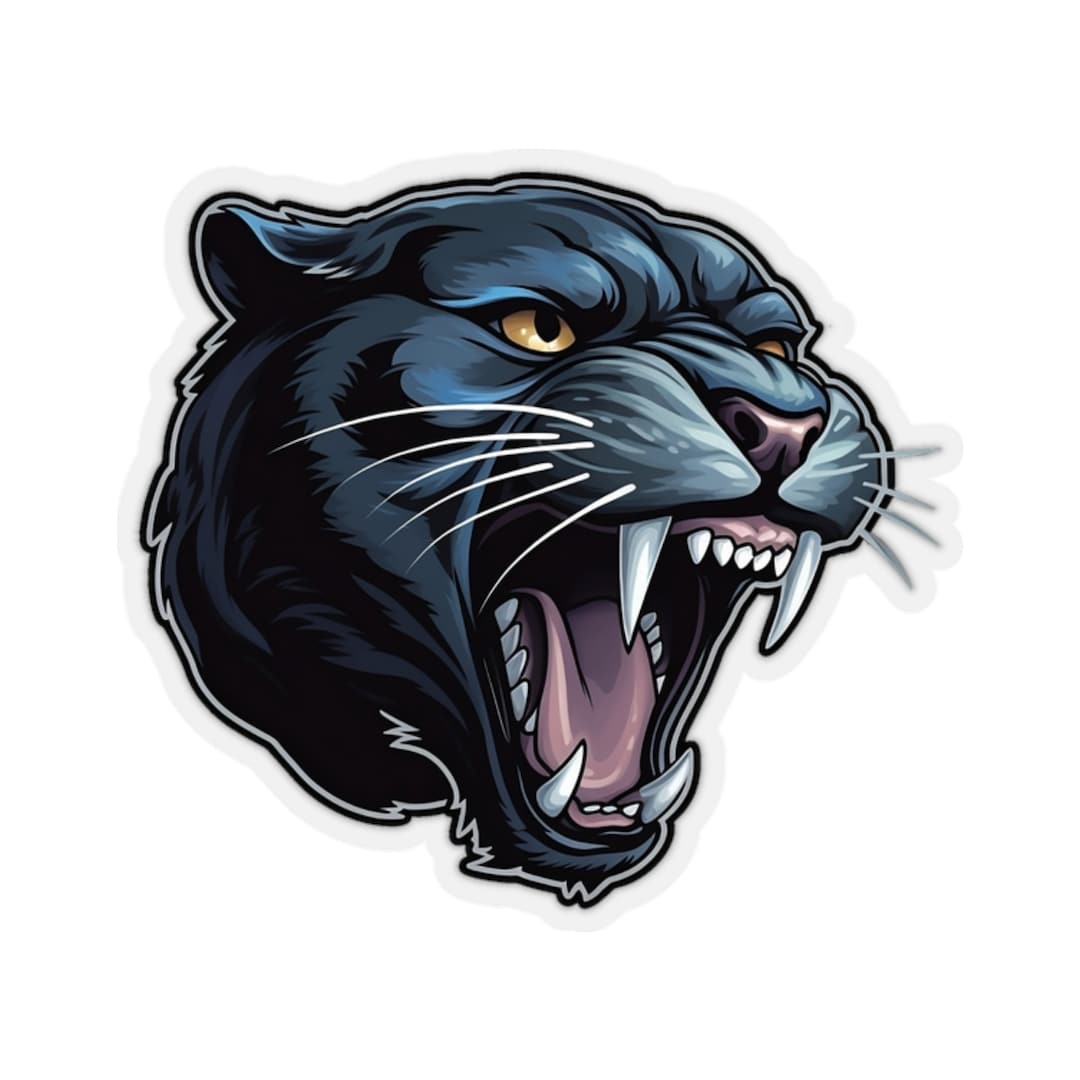 Panther Sticker Decal, Black Puma Art Vinyl Laptop Cute Waterbottle ...