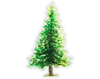 Watercolor Tree Line Pine Tree Laptop Sticker Water Bottle - Etsy