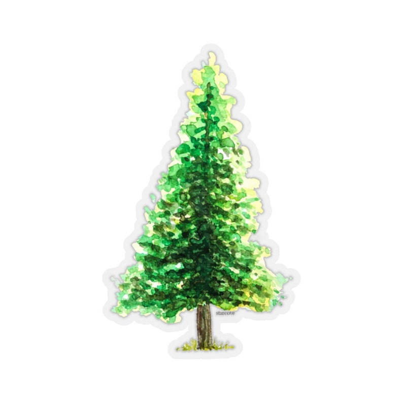 TREE Sticker Nature Green Watercolor Art Sticker Forest - Etsy
