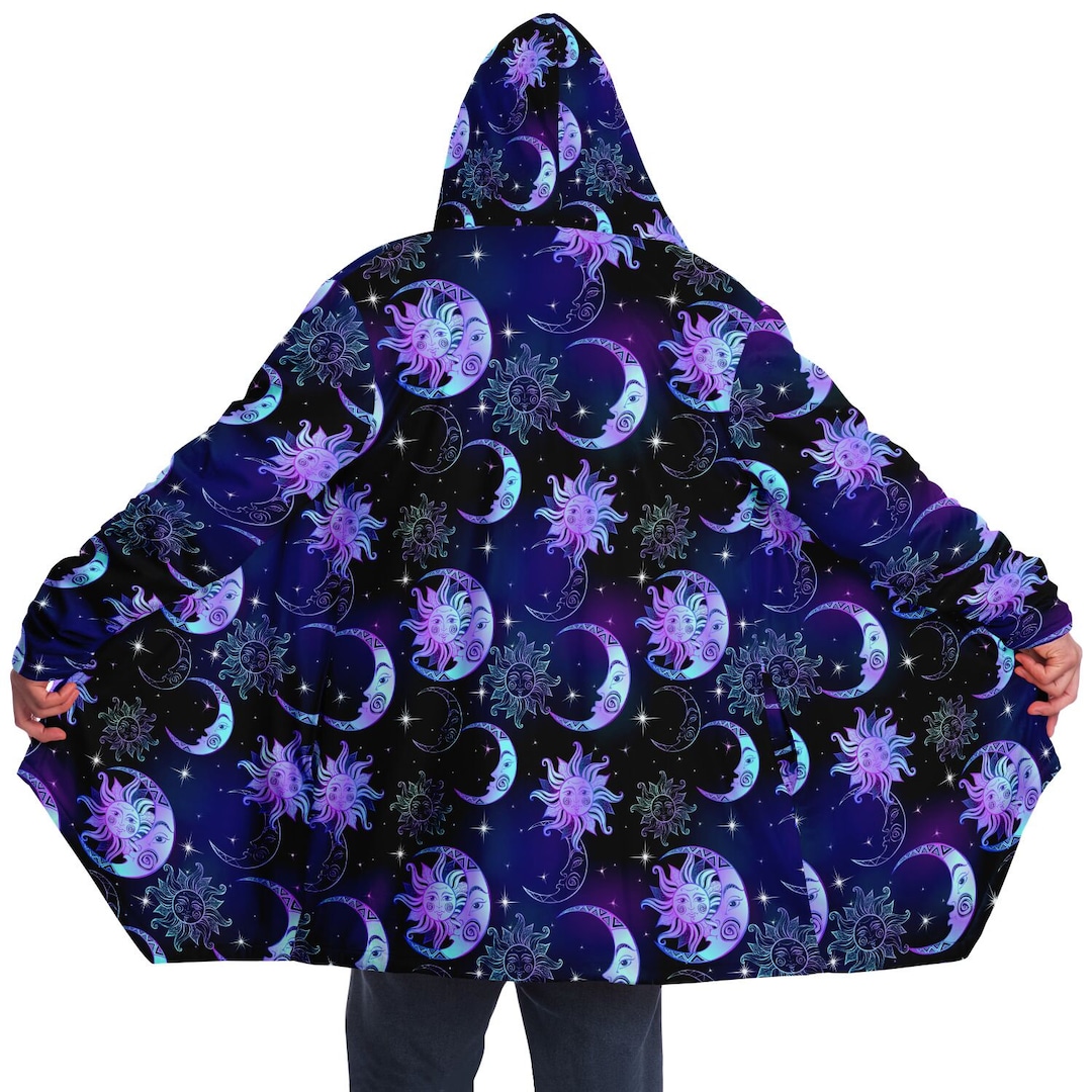 Sun Moon Hooded Cloak, Stars Purple Celestial Space Men Women Modern ...