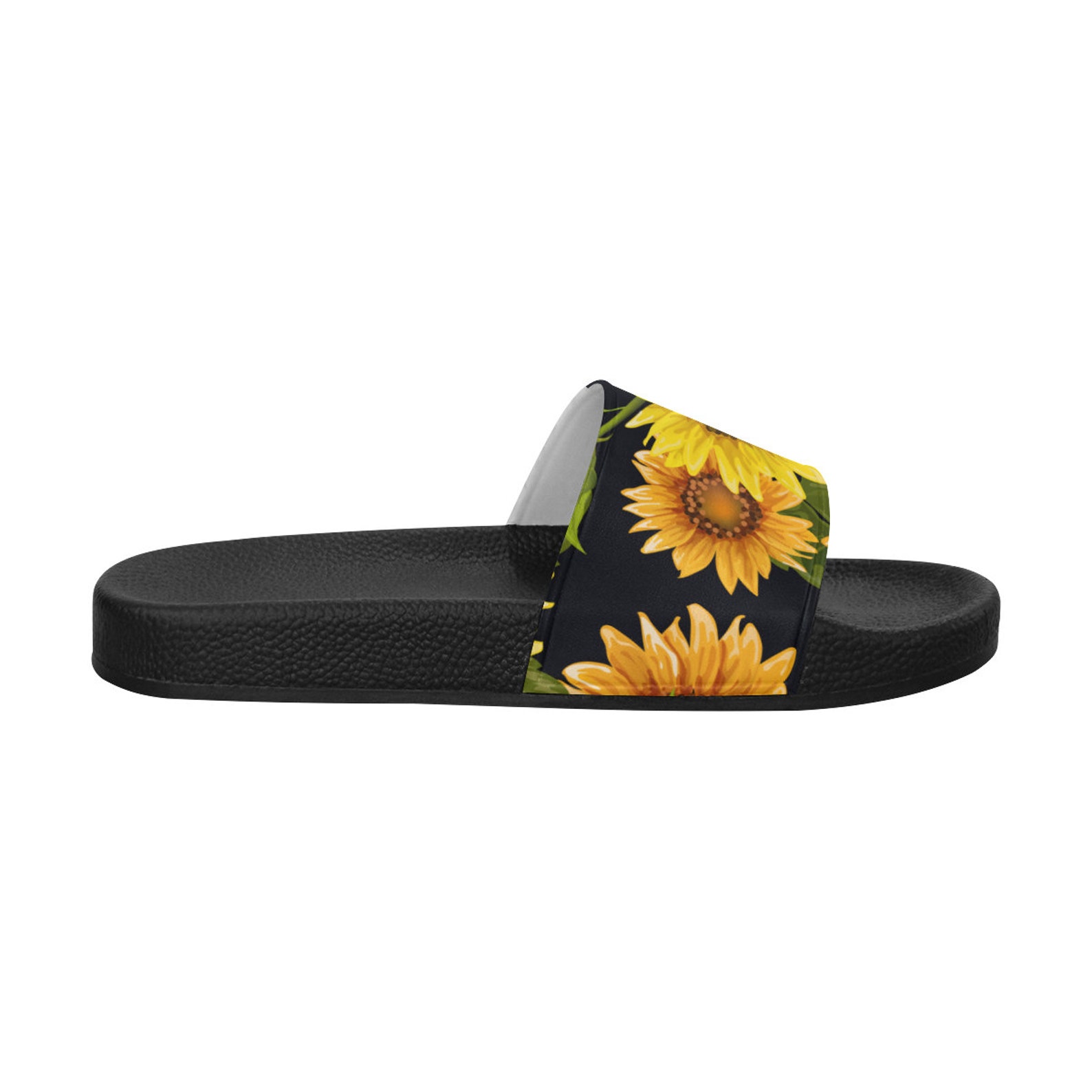 Sunflower Women Slide Sandals Yellow Flower Floral Shoe Wedge - Etsy