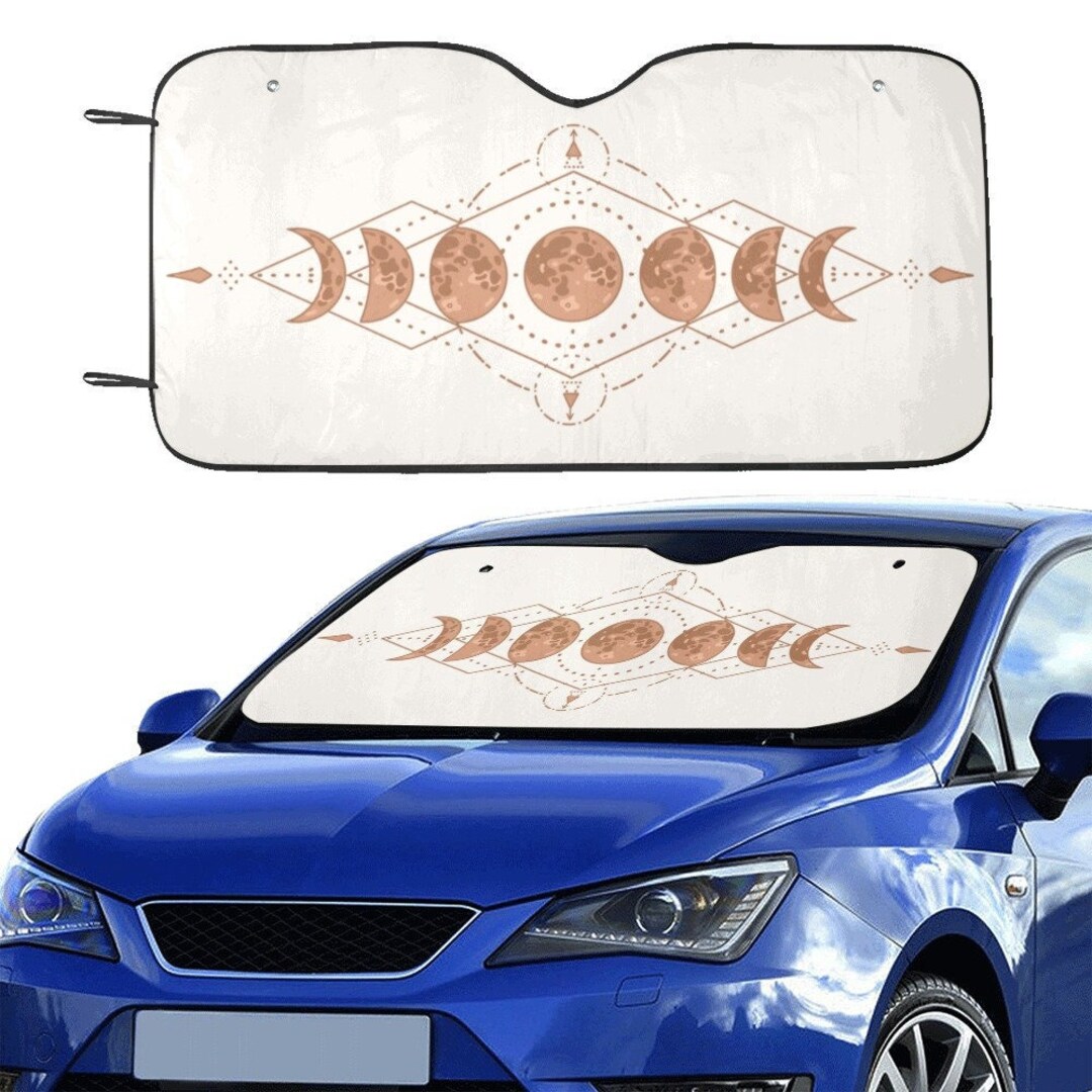 Moon Phases Windshield Sun Shade, Boho Bohemian Spiritual Stars Car ...