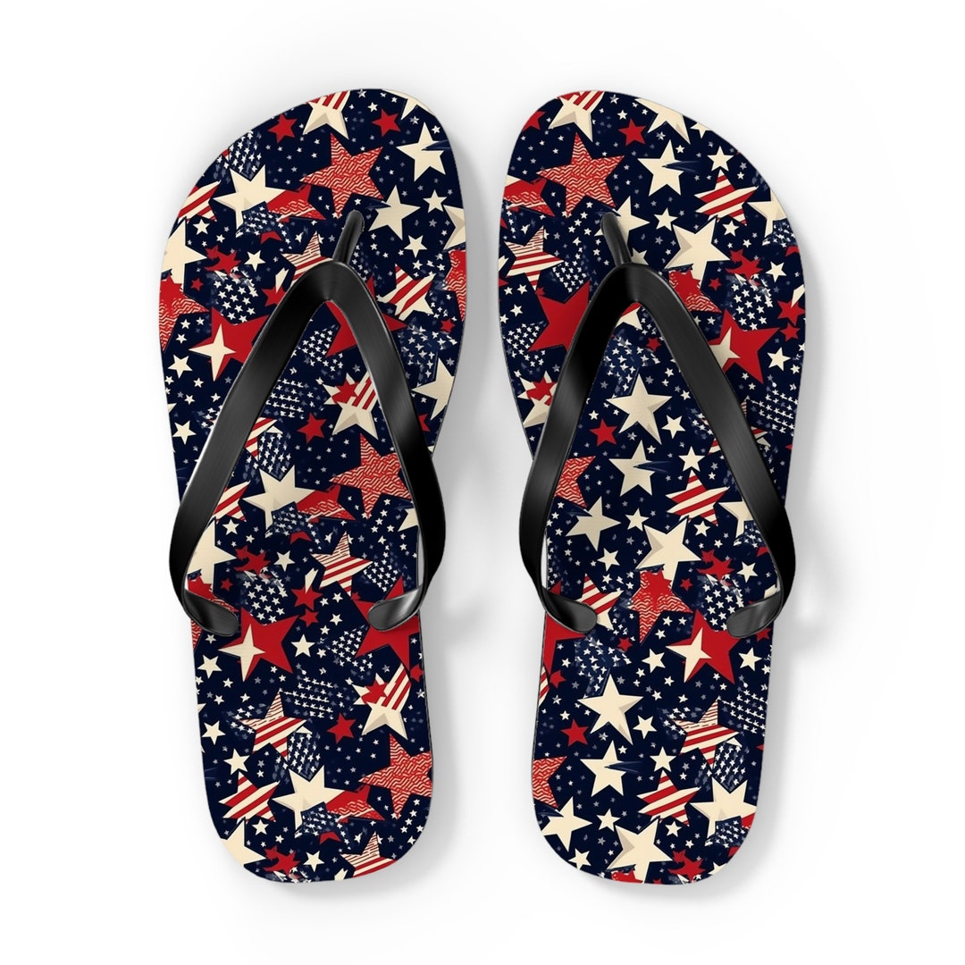 American Flag Stars Flip Flops, Stripes Red White Blue USA Patriotic ...