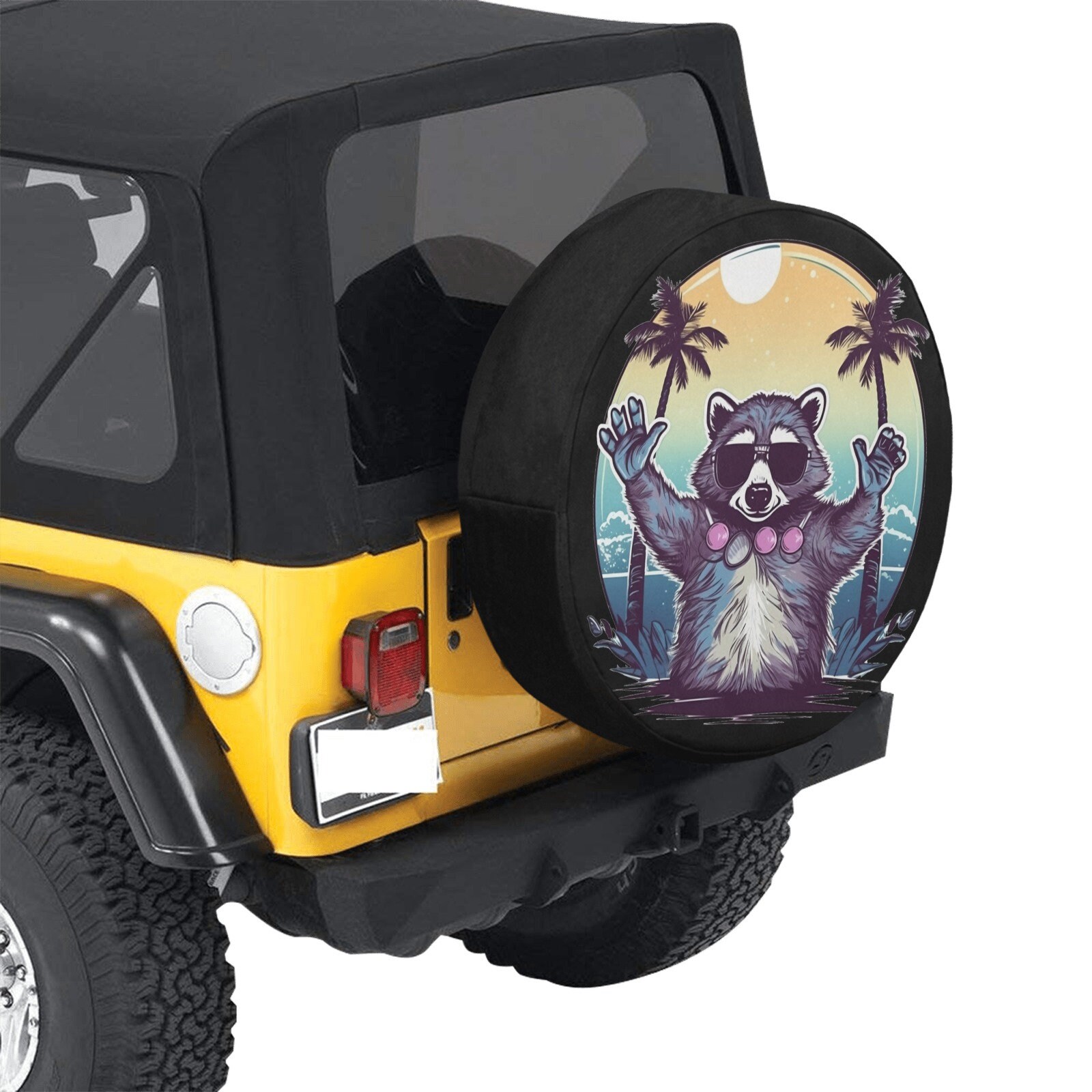 Raccoon Spare Tire Cover, Funny Rear Backup Camera Hole