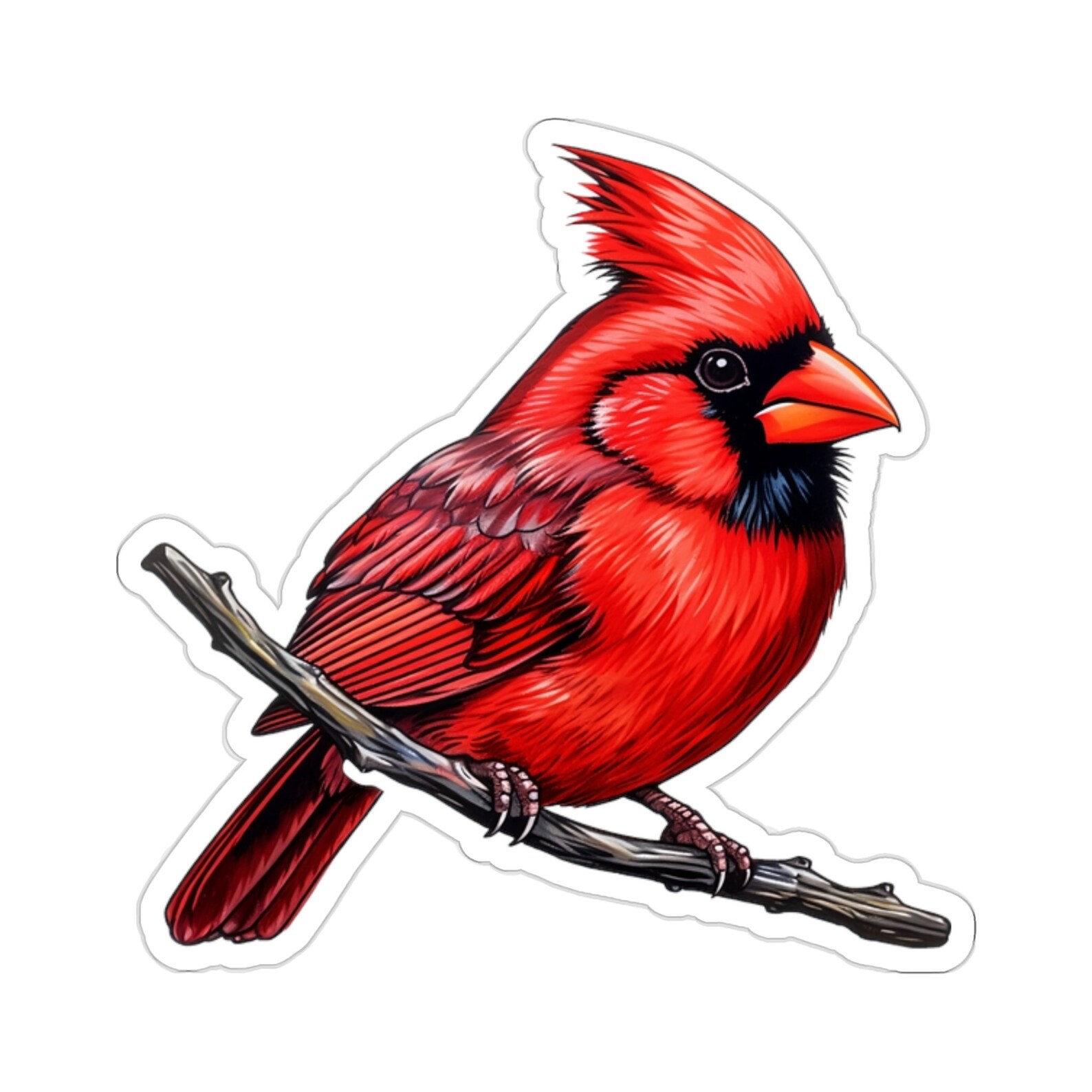 Cardinal Sticker Decal, Red Bird Art Vinyl Laptop Cute Waterbottle ...