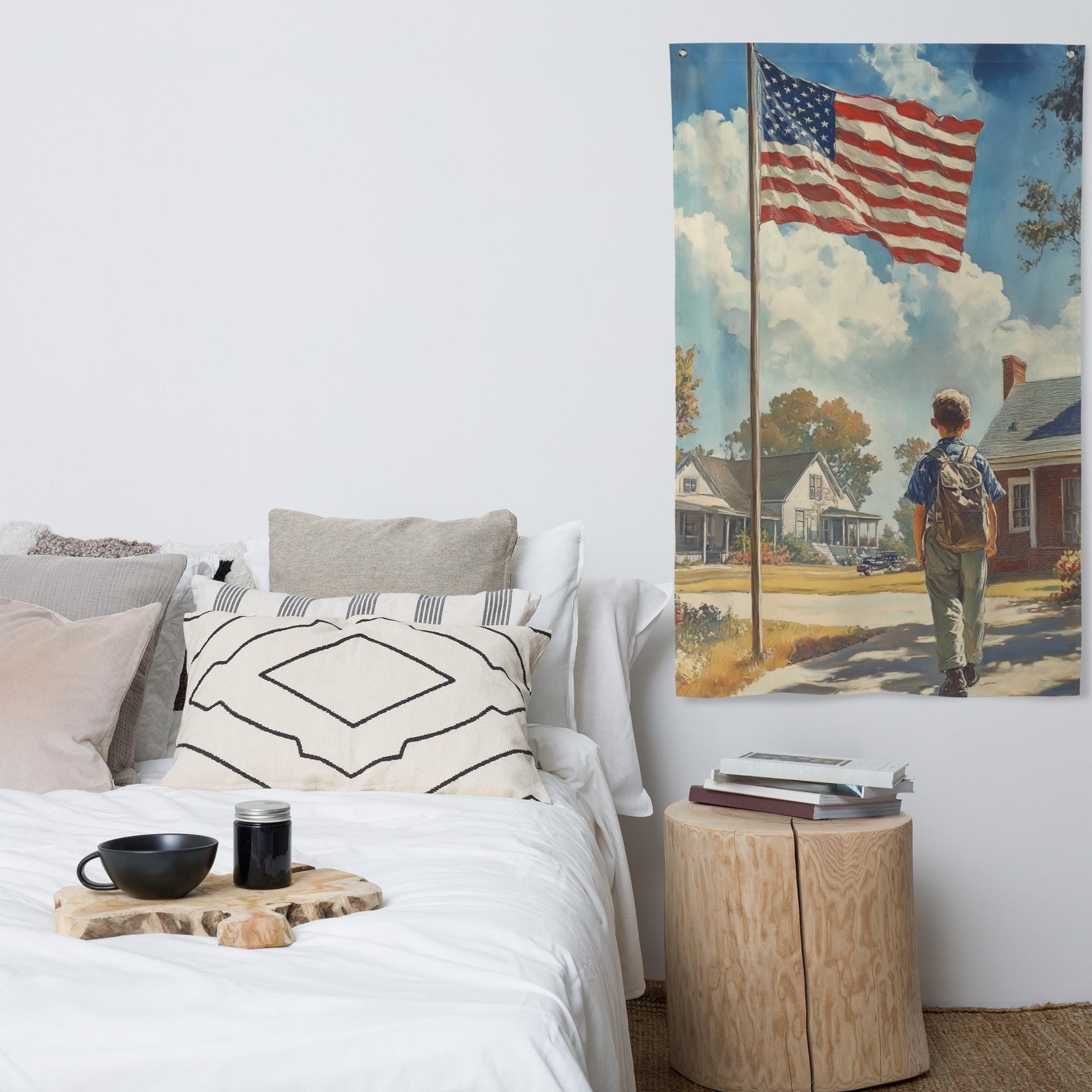 Patriotic America Flag Tapestry, USA Retro Vintage 1950s Wall Art ...