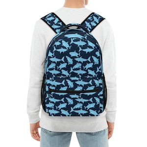 Shark Backpack, Blue Ocean Men Women Kids Gift Him Her School College ...