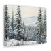 Winter Canvas Gallery Wrap, Snowy Forest Pine Trees Scene Watercolor ...
