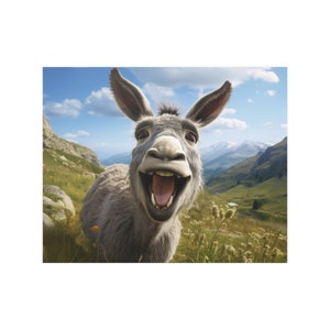 Donkey Painting Poster Print, Funny Happy Smiling Grinning Animal ...