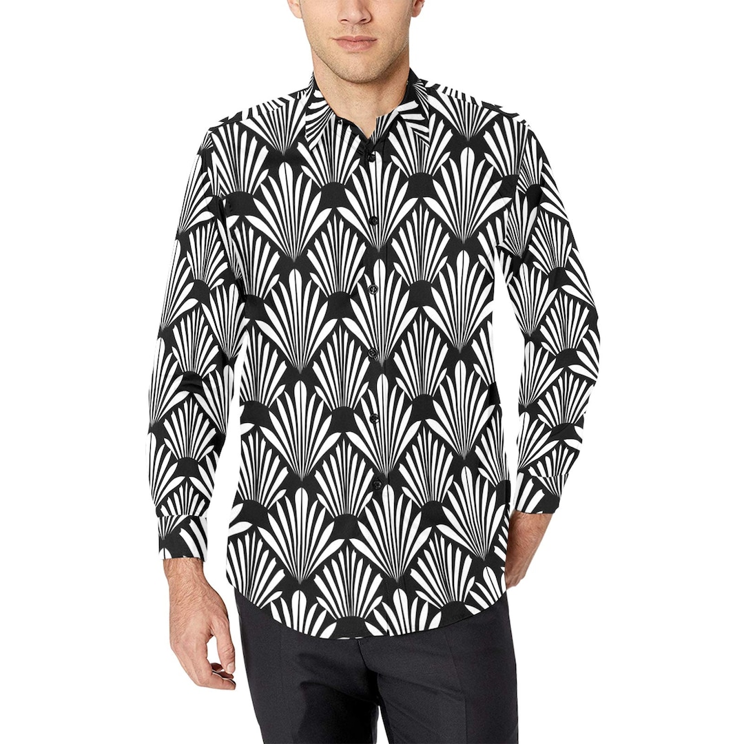 Art Deco 1920s Long Sleeve Men Button up Shirt, Roaring 20s Fashion ...