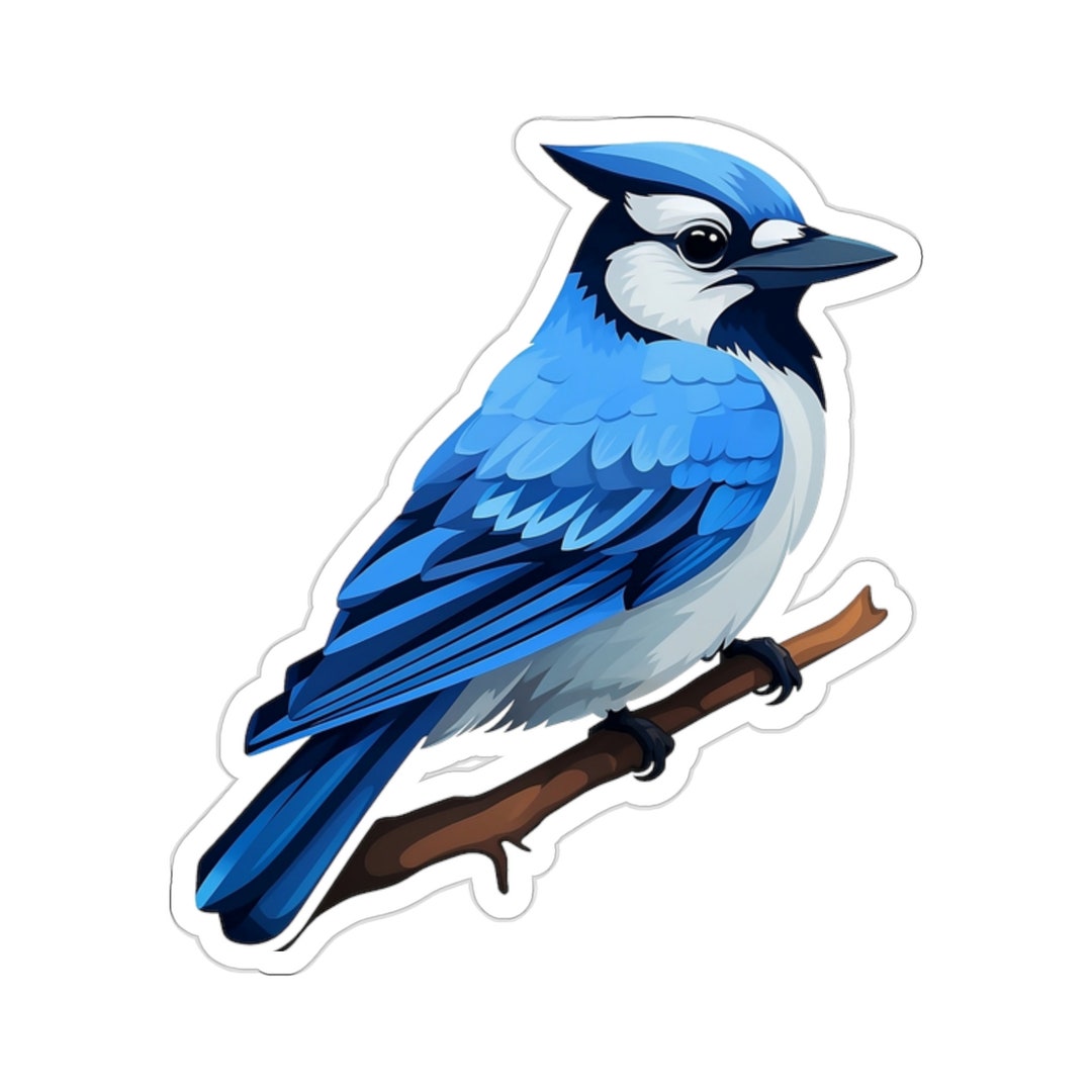 Blue Jay Sticker Decal, Bird Art Vinyl Laptop Cute Waterbottle Tumbler ...