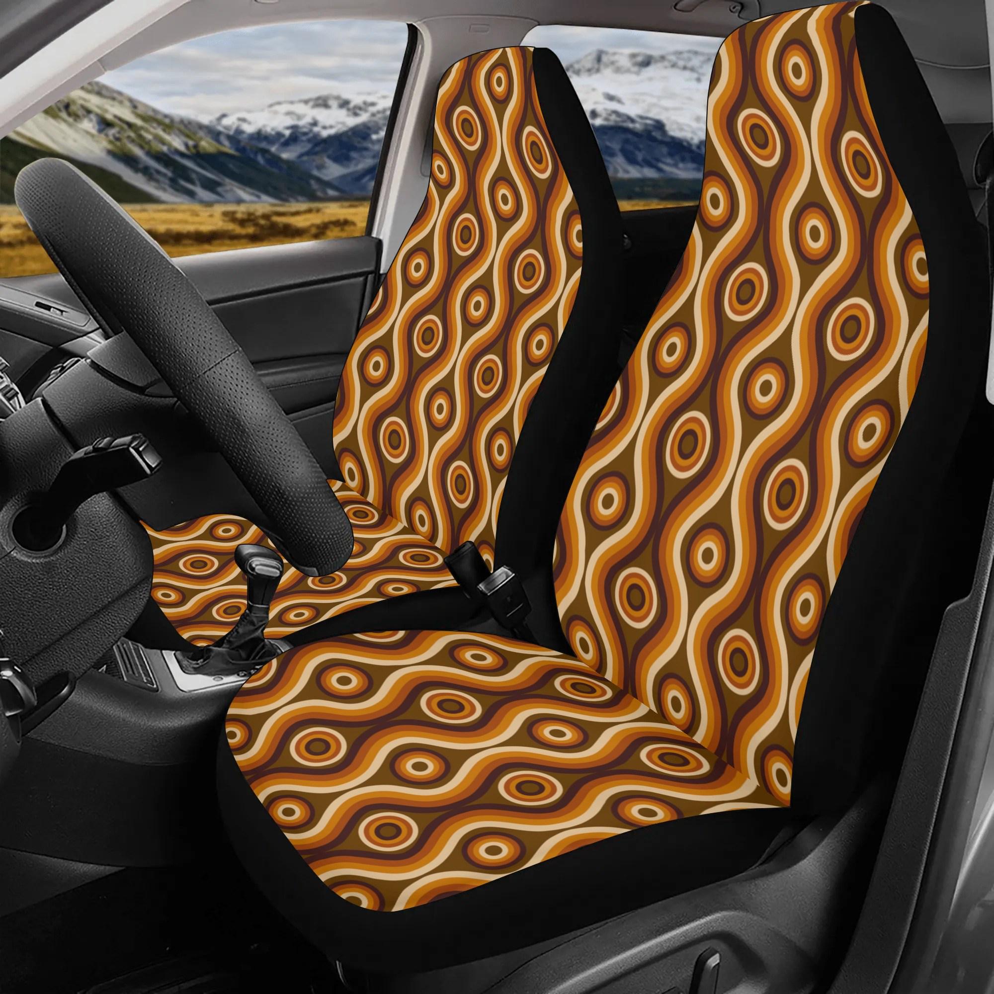 Vintage Retro 70s Front and Back Car Seat Covers Full Set (4 Pcs ...