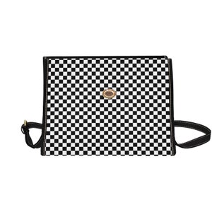 Checkered Satchel Purse Bag, Black White Check Checkerboard Small ...