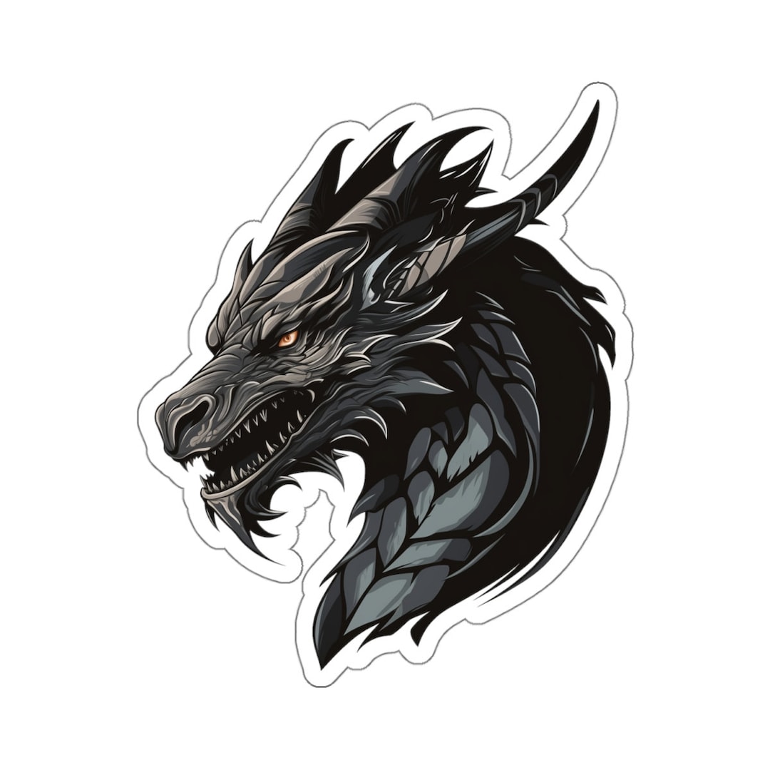 Dragon Head Sticker Decal, Black Japanese Chinese Art Vinyl Laptop Cute ...