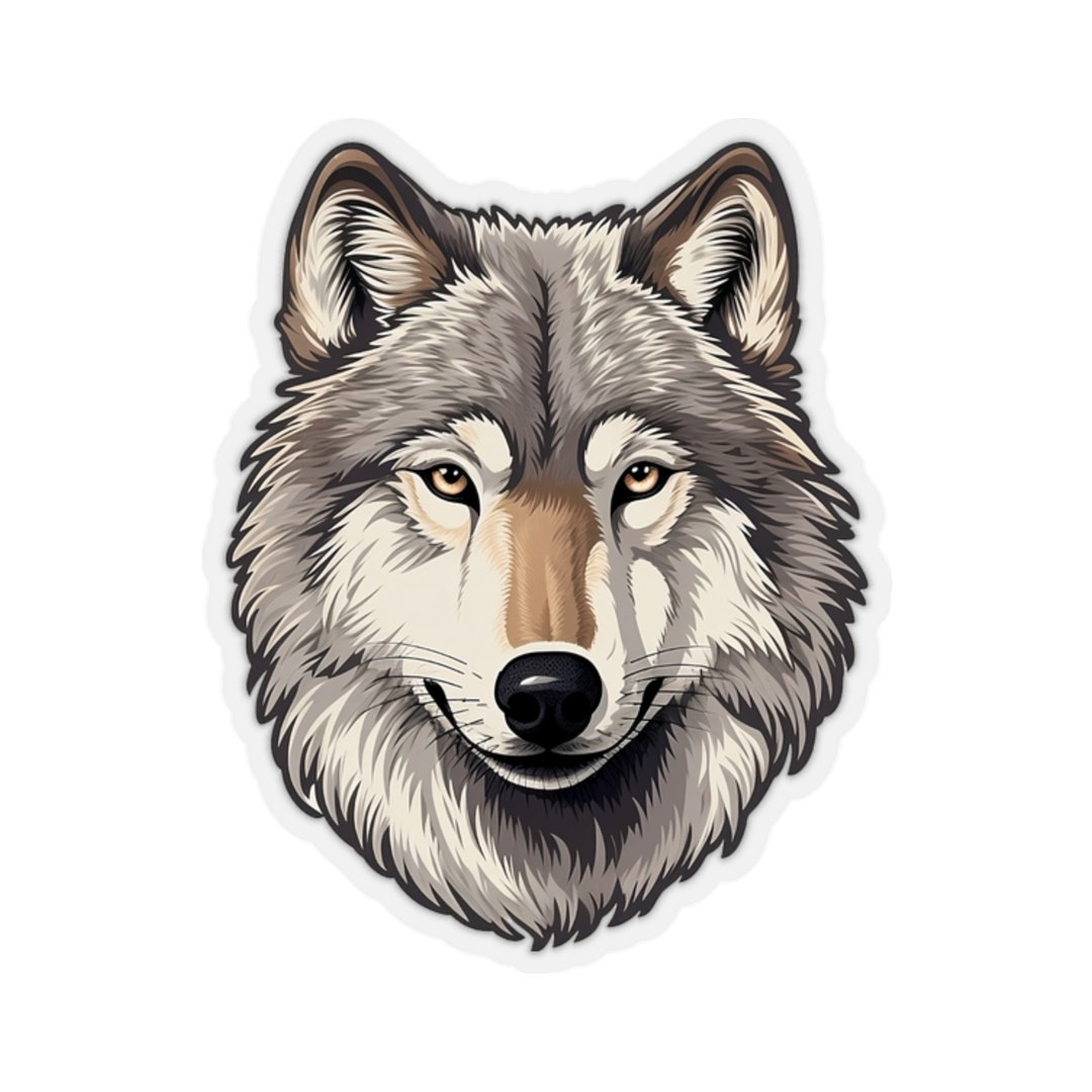 Gray Wolf Sticker Decal, Grey Animal Art Vinyl Laptop Cute Waterbottle ...