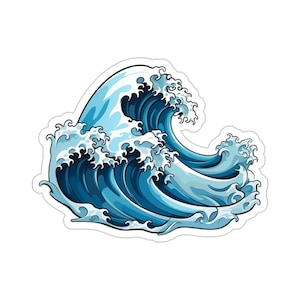 Ocean Wave Sticker Decal, Sea Japanese Art Vinyl Laptop Cute ...